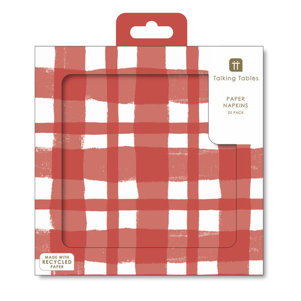 Bon Appetit Red & White Check Napkins - 20 Pack – Talking Tables US Trade