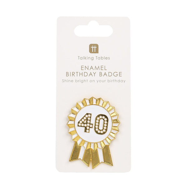 Luxe Gold Enamel Birthday Pin Badge - 40 – Talking Tables US Trade